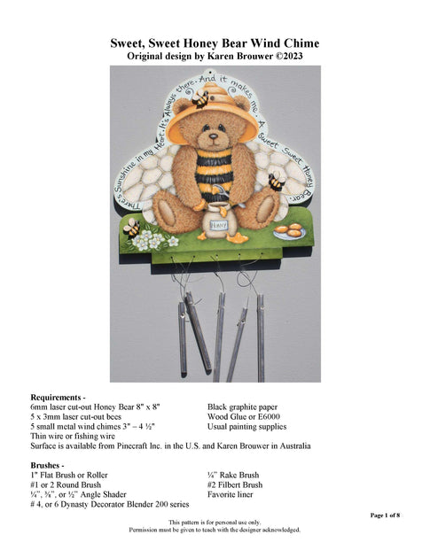 Honey Bear Wind Chime Pattern Packet – PineCraft Inc