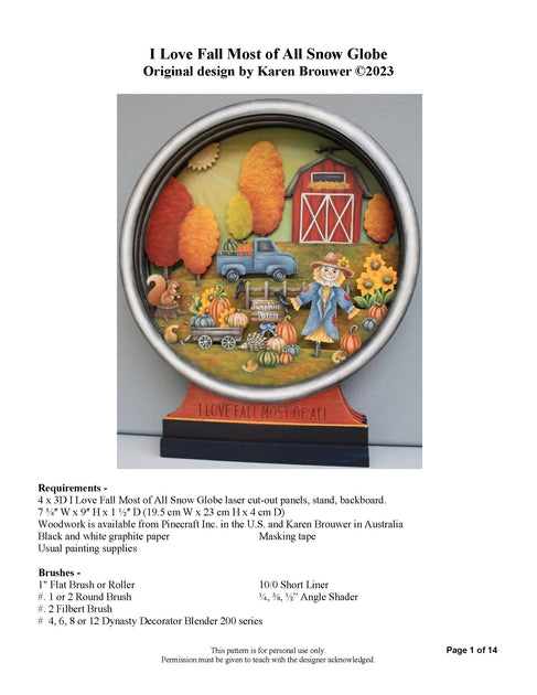 I Love Fall 3D Globe Pattern Packet – PineCraft Inc