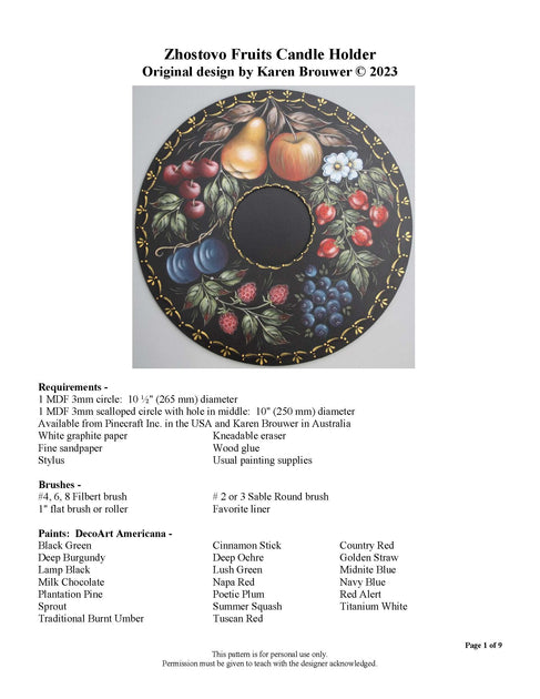 Zhostovo Fruits Candle Holder Pattern Packet – PineCraft Inc